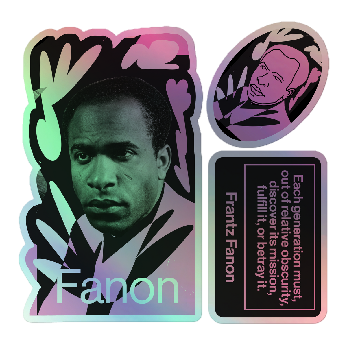 Holographic stickers - Frantz Fanon – Progressive International Workshop